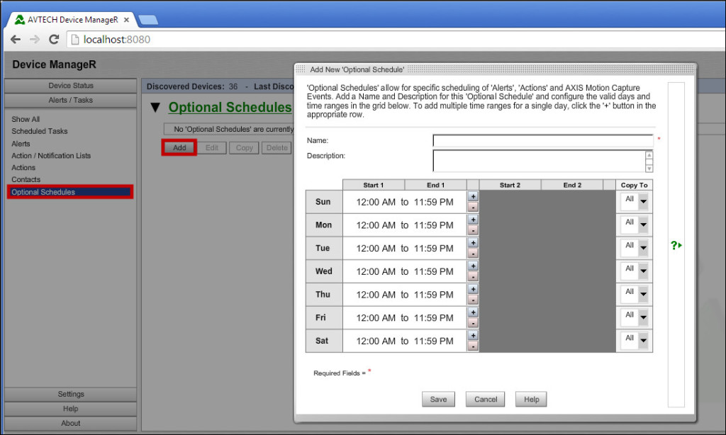 How To Configure Schedules In Device Manager Avtech