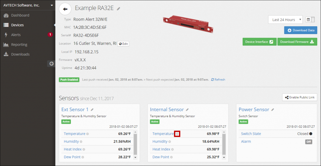 How To Adjust A Sensor Reading In Your RoomAlert.com Account - AVTECH