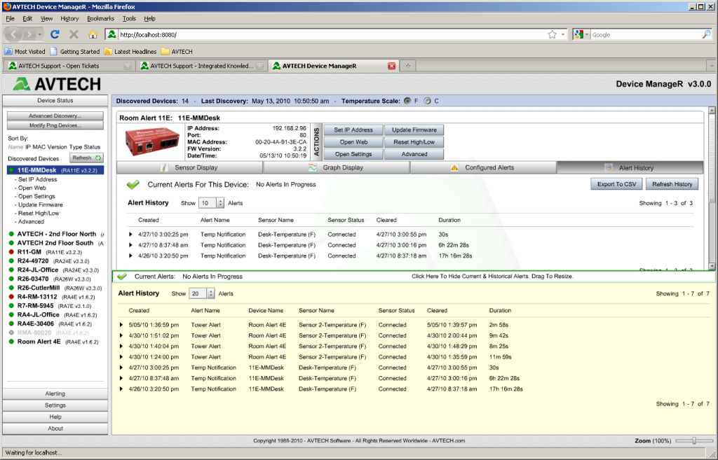 How To View Alert History In Device ManageR - AVTECH