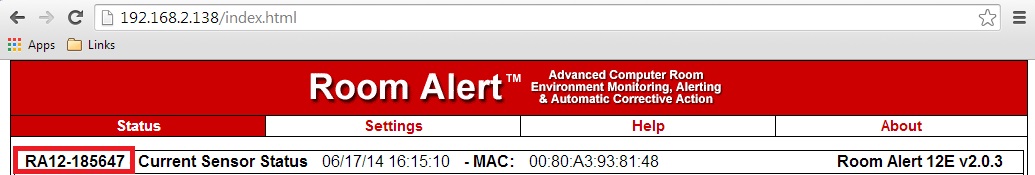 Where To Find The MAC Address And Serial Number Of A Room Alert Monitor ...