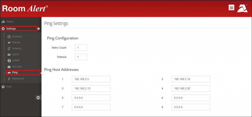 How To Configure Pings On Room Alert 4E - AVTECH
