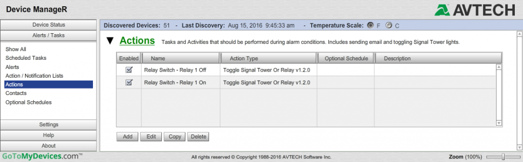 How To Configure A Relay Action In Device Manager Avtech