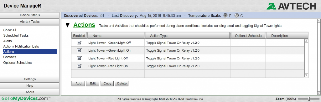 How To Configure A Light Tower Action In Device ManageR - AVTECH