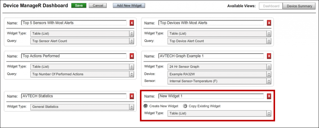 How To Customize The Dashboard In Device ManageR - AVTECH