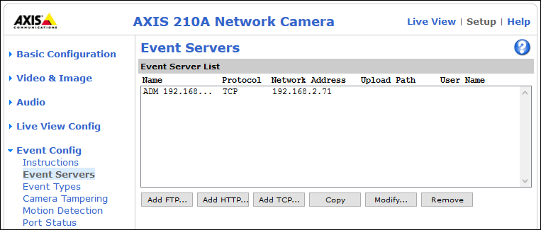 Axis_EventConfig_EventServer - AVTECH