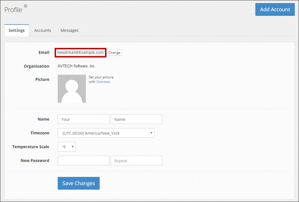 How To Change Your Email Address In Your RoomAlert.com Account - AVTECH