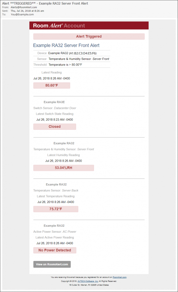 How To Add Additional Sensor Readings To Alert Notifications In Your RoomAlert.com Account - AVTECH