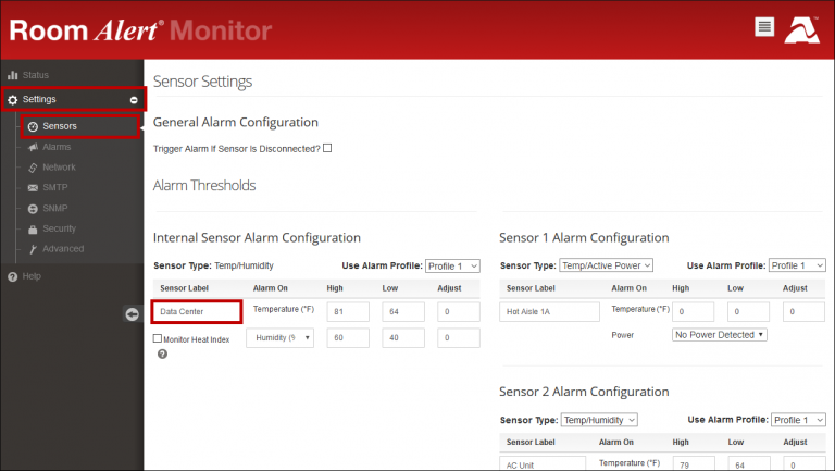RA32_Settings_Sensors_Digital - AVTECH