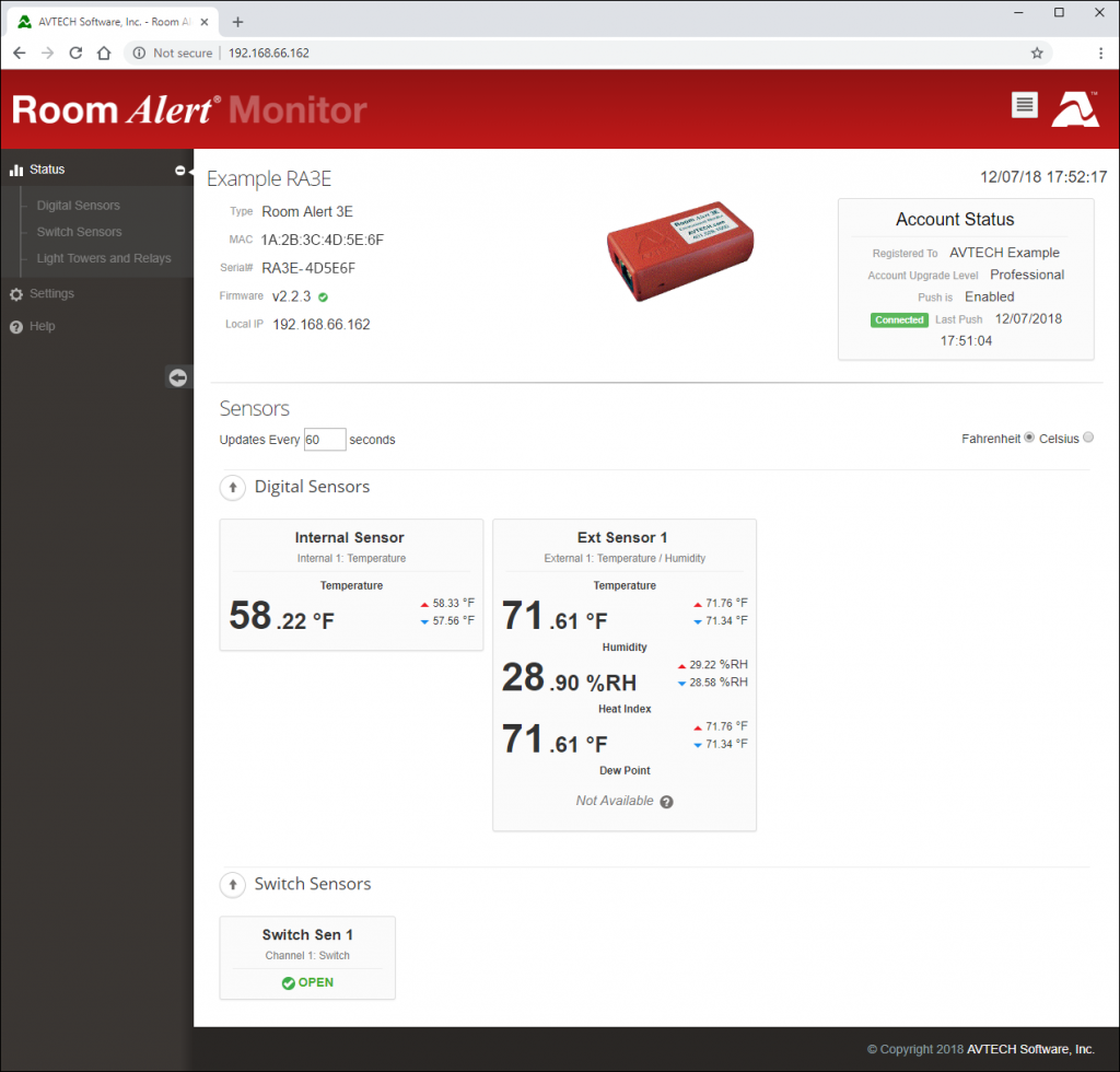 How To Open Your Room Alert Monitor's Built-in Web Interface - AVTECH