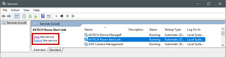 How To Stop, Start And Restart The Link Service - AVTECH