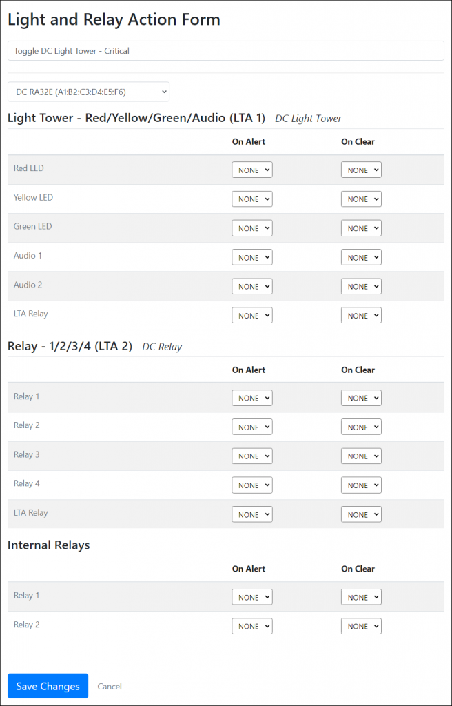 How To Configure Light And Relay Actions In Room Alert Manager Avtech