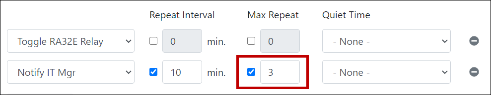 How To Configure Repeat Actions In Room Alert Manager - AVTECH