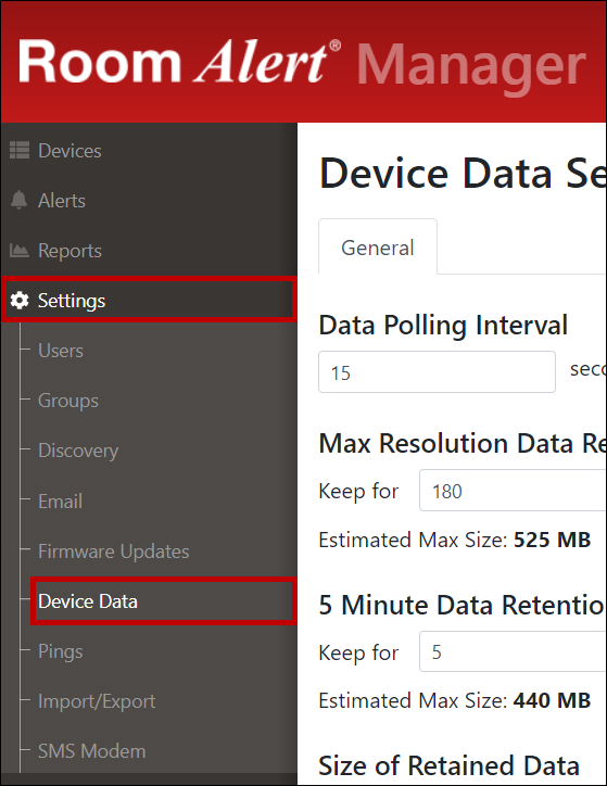 How To Configure Data Retention Settings In Room Alert Manager - AVTECH