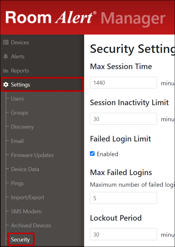 How To Manage Security Settings In Room Alert Manager Avtech
