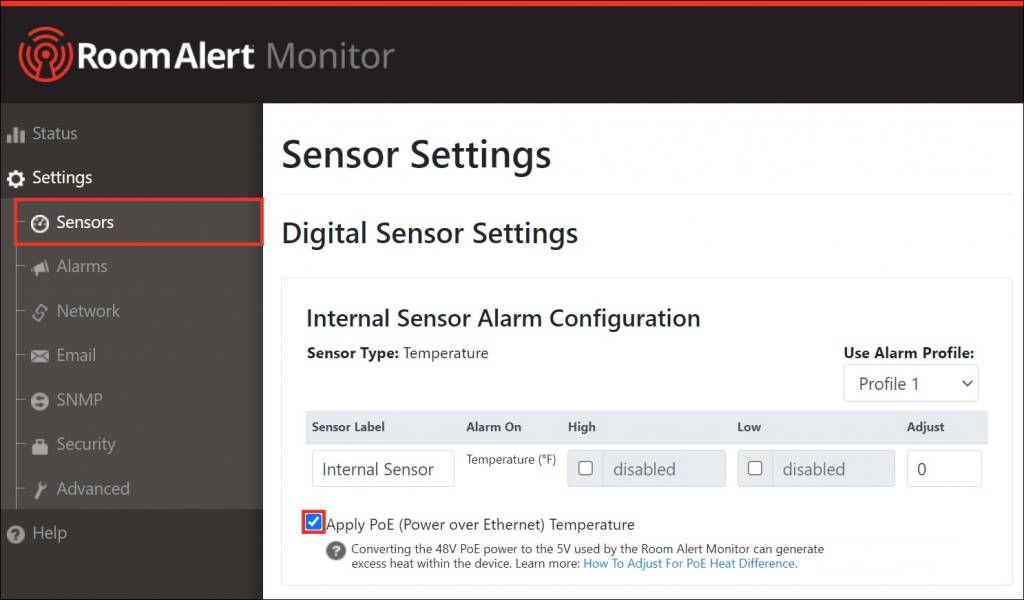 How To Apply A PoE Temperature Adjust To Your Room Alert 3S or 12S - AVTECH