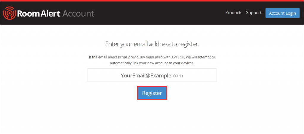 How To Register For A Room Alert User Profile - AVTECH